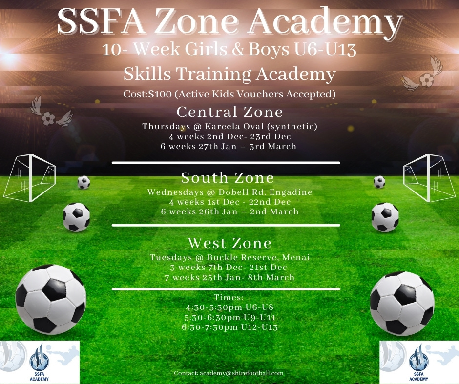 2021-2022SSFA Girls & Boys U6–U13 Zone Academy