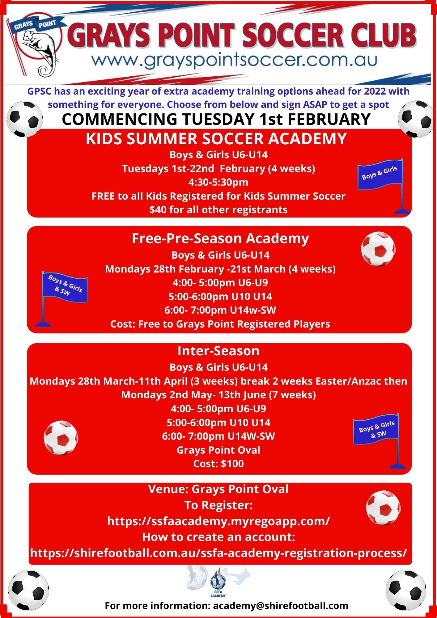 2022 Grays Point SC in conjunction with the SSFA